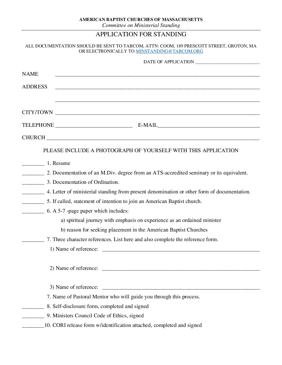 2024 Application for standing | Tabcom